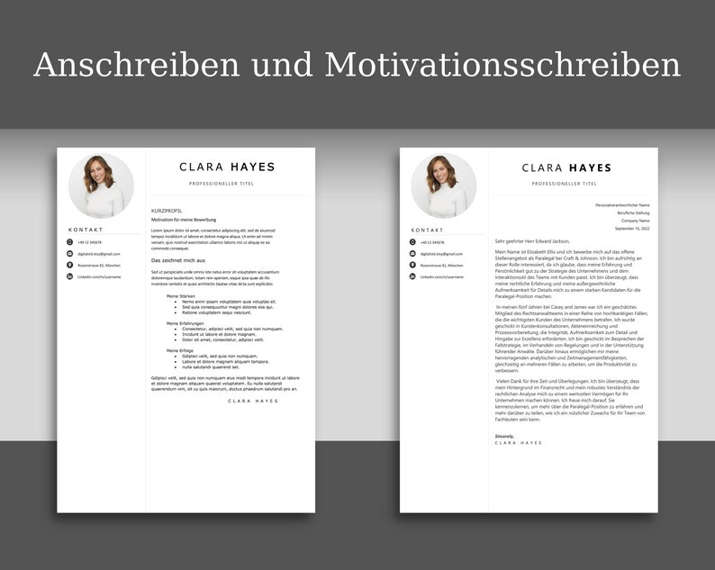 Lebenslauf Vorlage Word Pages Bewerbungsvorlage Deutsch - Etsy