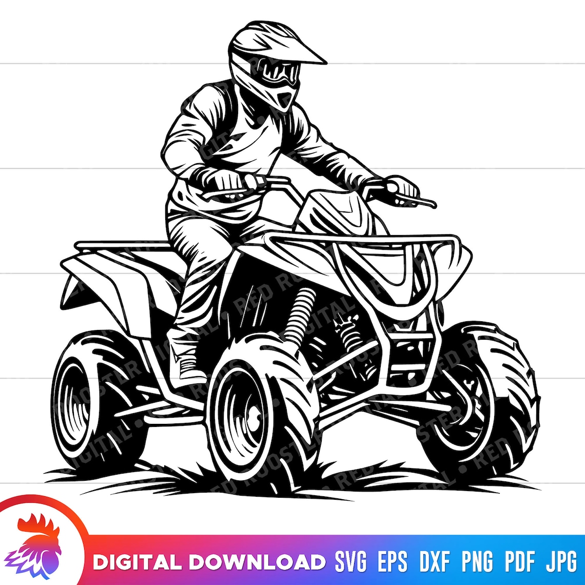 Four Wheeler, 4 Wheeler Svg, Clipart, Man on Four Wheeler, Four Wheeler ...