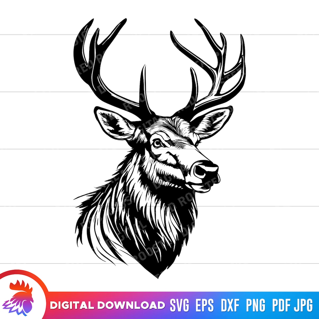 Bull Elk Svg, Rocky Mountain Elk, Elk Cut File, Roosevelt Elk, Bull Elk ...