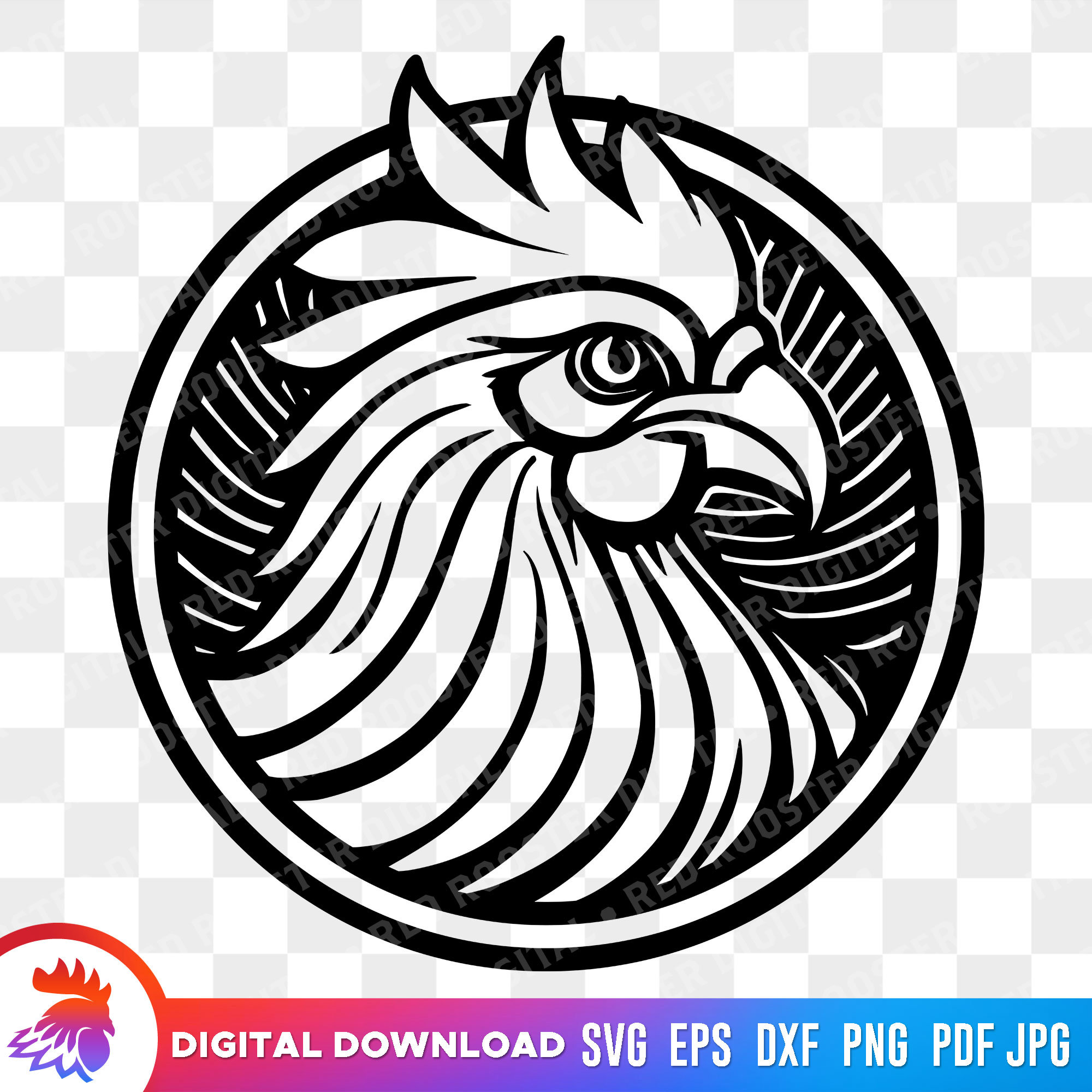 Rooster Head Svg, Rooster Emblem, Rooster Cut File, Rooster Clipart ...