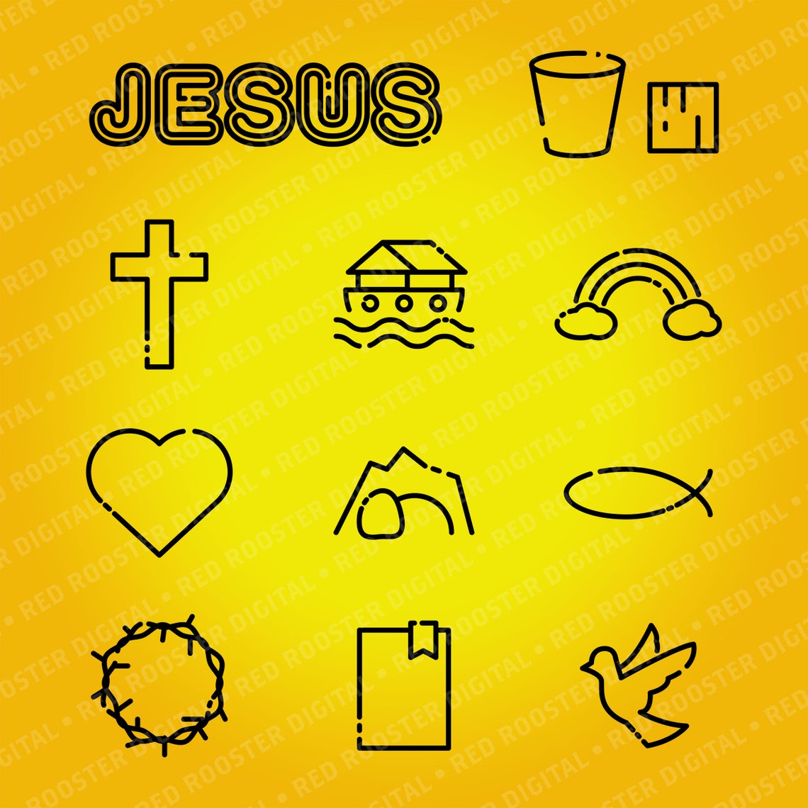 Christian Icon Set SVG, Faith Symbols SVG, Bible Icons, Christian ...