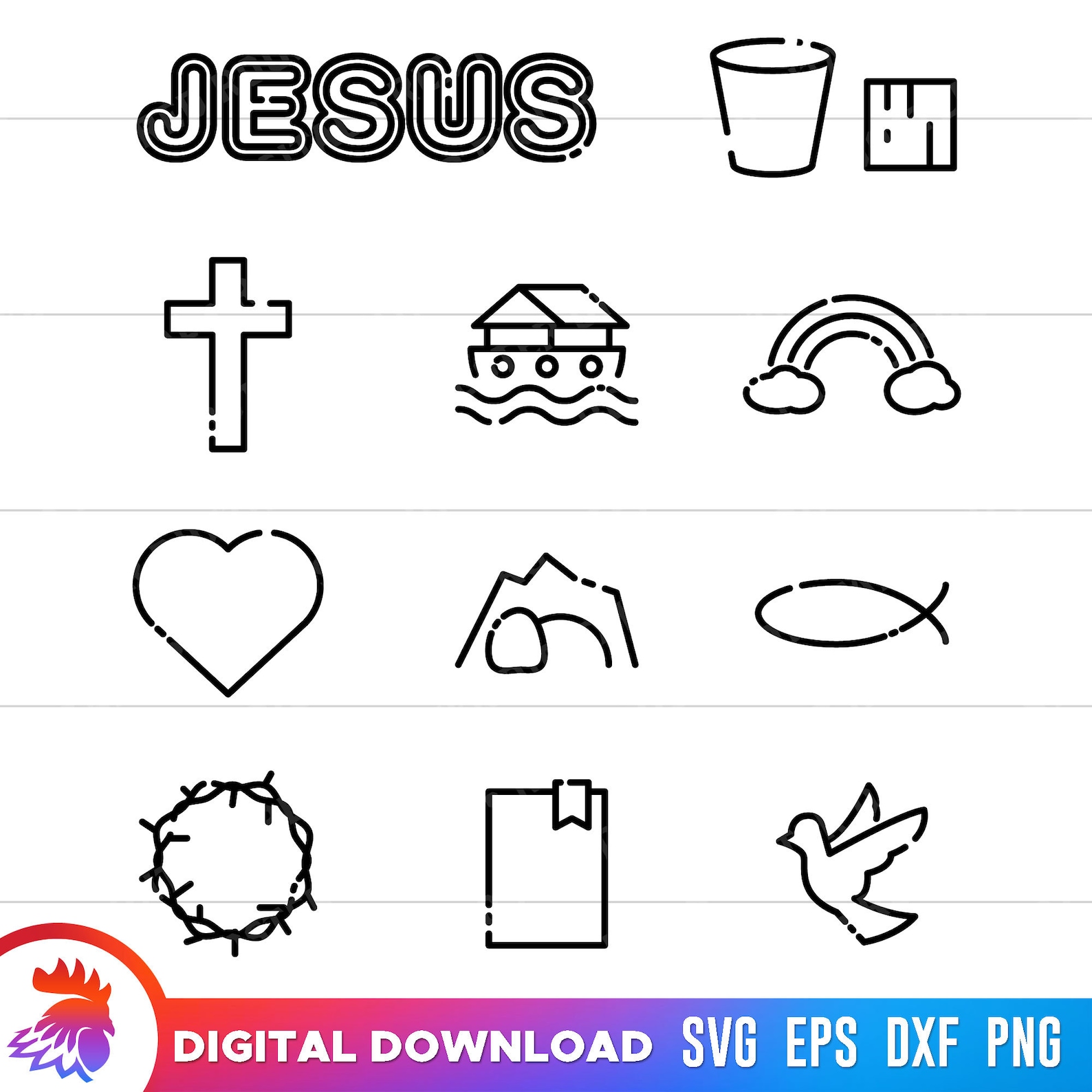 Christian Icon Set SVG, Faith Symbols SVG, Bible Icons, Christian ...