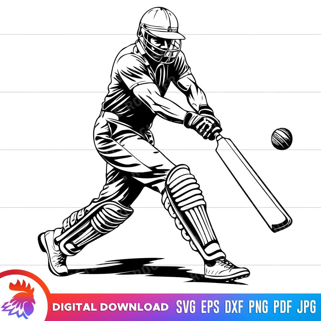 Cricket Batter Svg, Cricket Match, Cricket Cut File, Cricket Batter ...