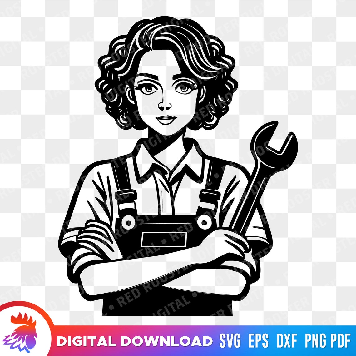 Female Mechanic Svg, Woman With Wrench Svg, Girl Power, Repair Woman ...