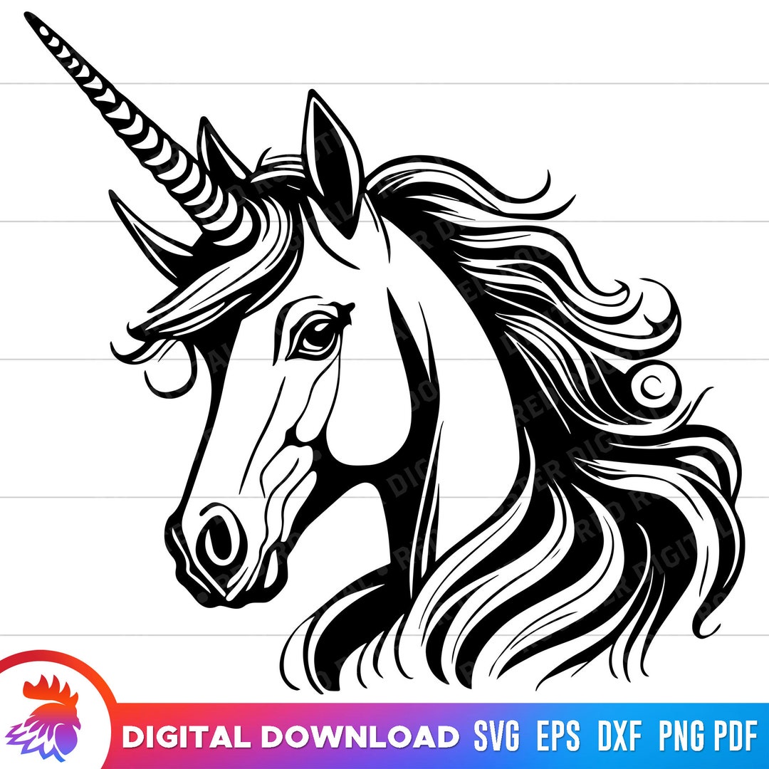 Unicorn Svg, Unicorn Clipart, Unicorn Cut File, Unicorn Head, Unicorn ...