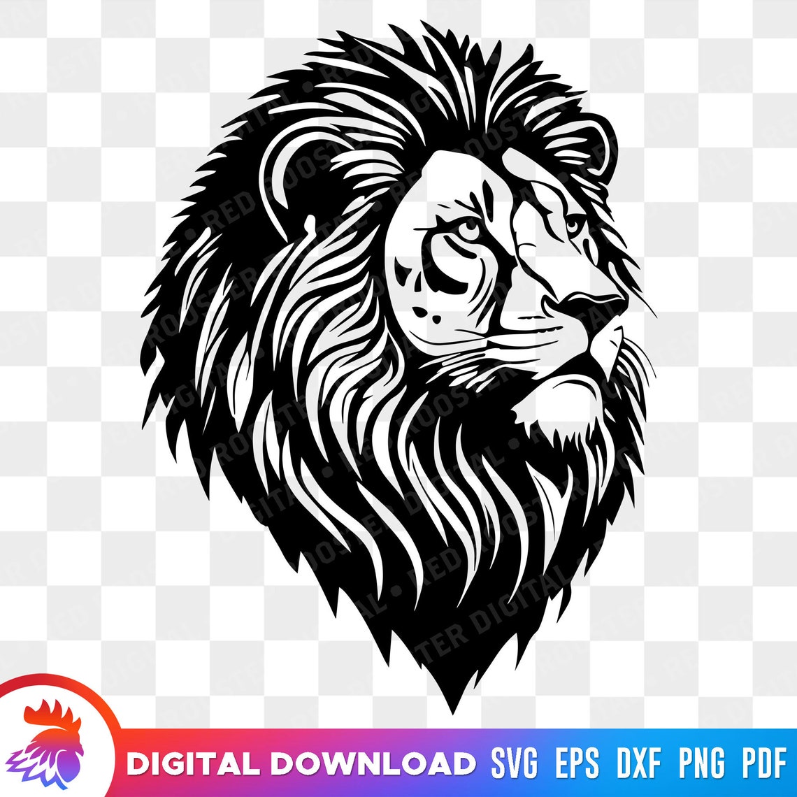 Lion Face Svg, Lion Head, Lion Side Profile, Male Lion Svg, Lion Cut ...
