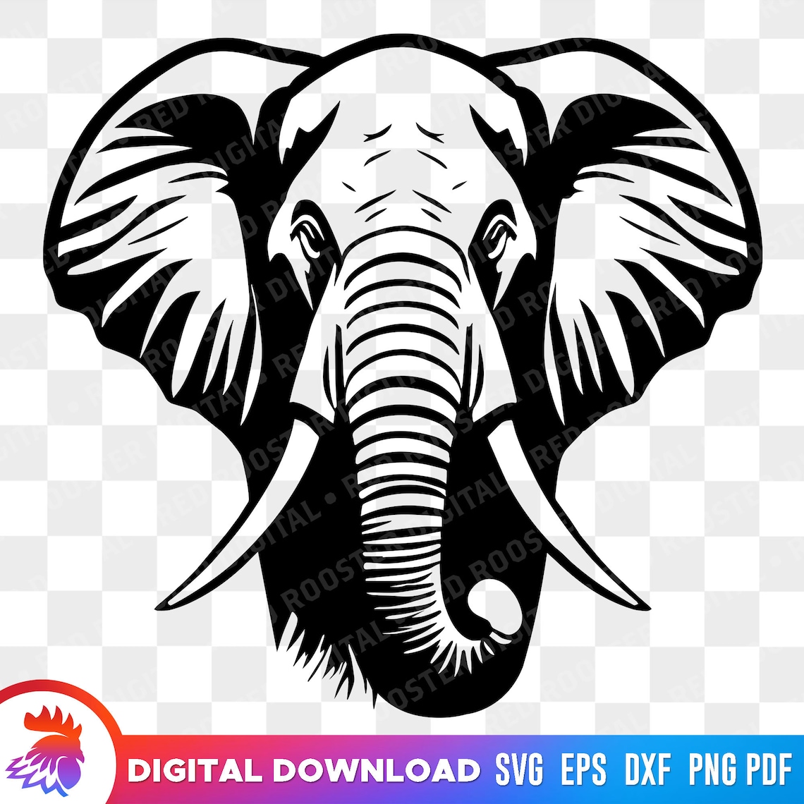 Elephant Face Svg, Elephant Head Svg, Elephant Cut File, Elephant Head ...