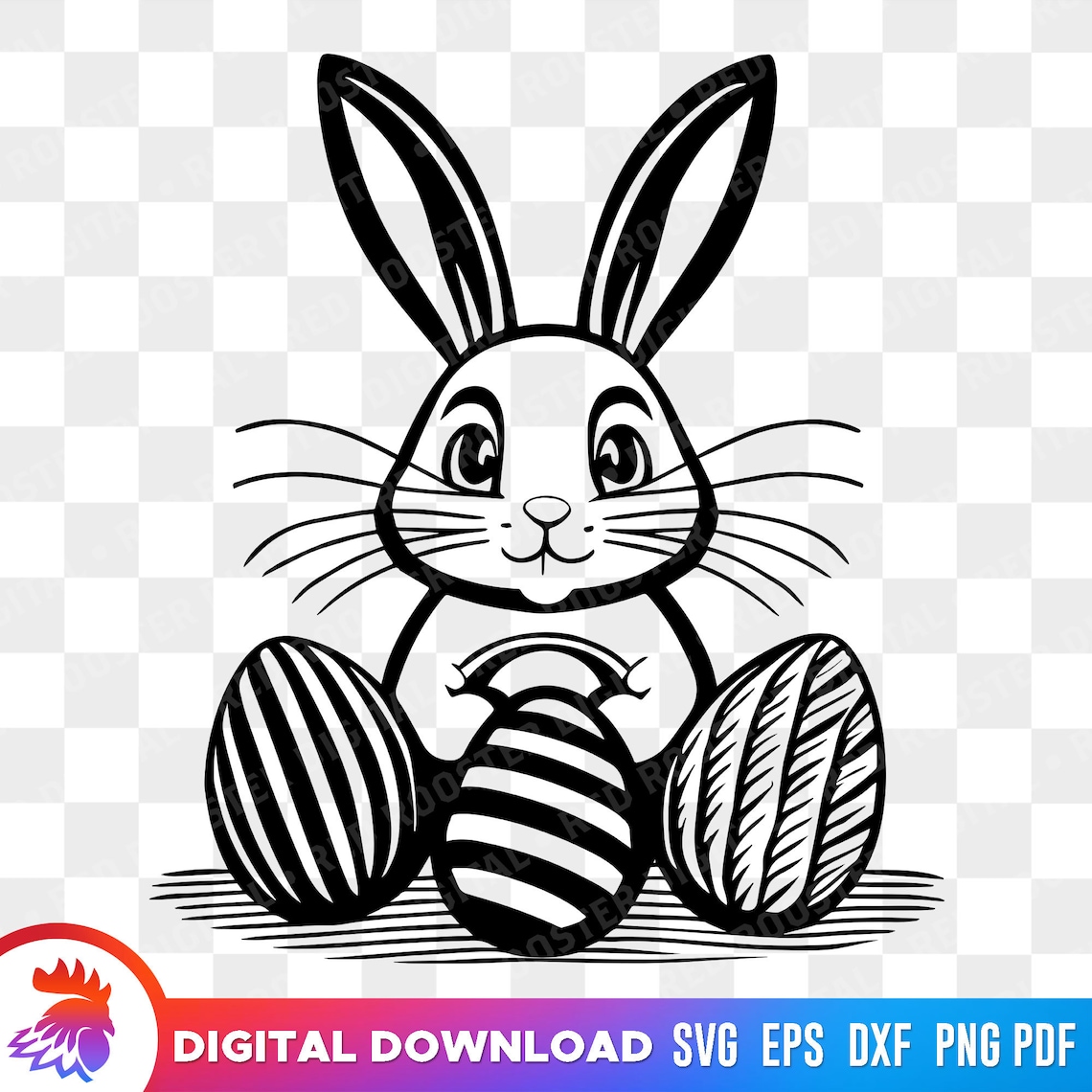 Cute Easter Bunny Svg, Easter Bunny With Eggs Svg, Easter Bunny Cut ...