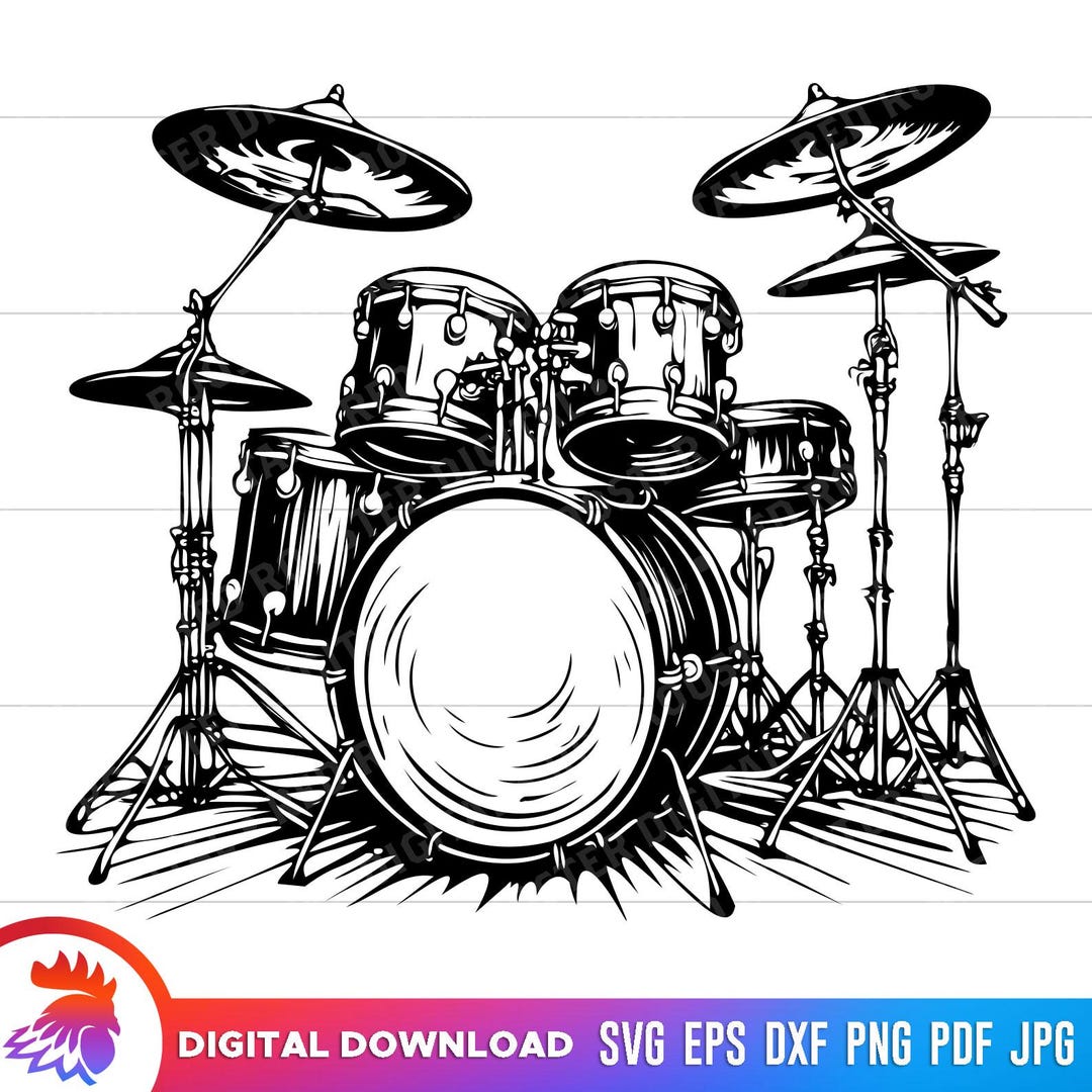 Drum Set Svg, Drums Clipart, Drum Set Svg for Cricut, Drum Set Laser ...