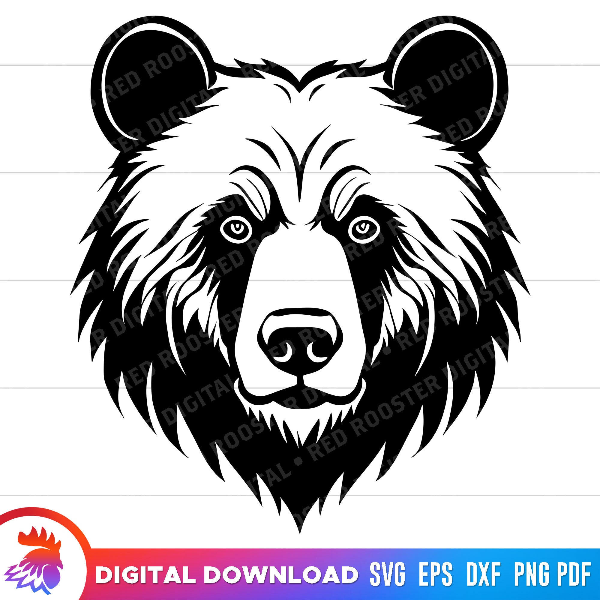 Bear Face Svg, Grizzly Bear Cut File, Bear Head Png, Bear Clipart, Bear ...