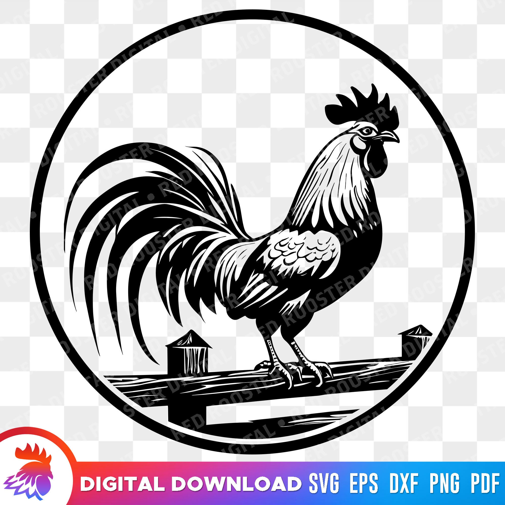 Rooster on a Fence, Rooster Svg, Rooster Crowing, Rooster at Dawn ...