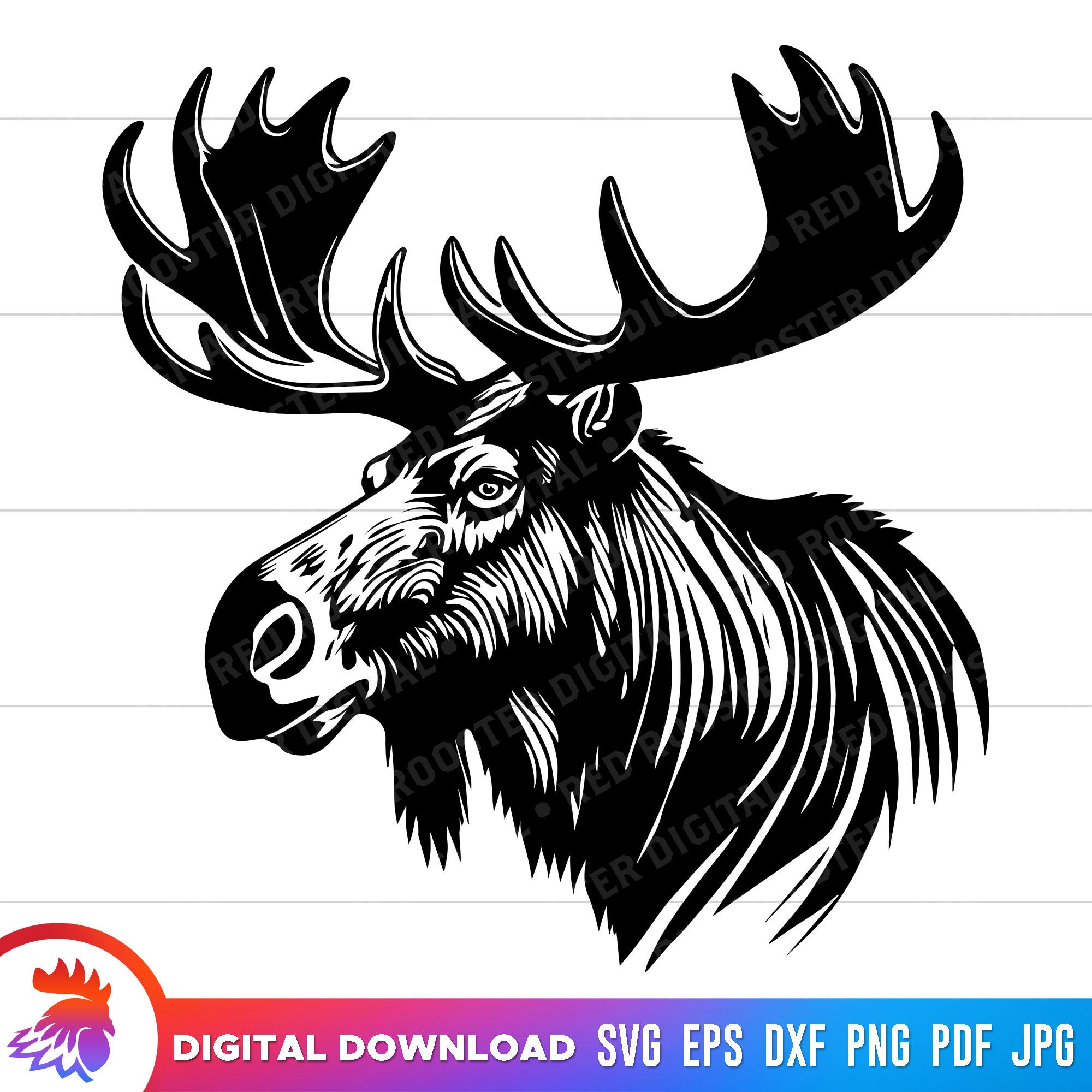 Bull Moose Svg, Moose Head Clipart, Bull Moose Cut File, Moose Cut File ...