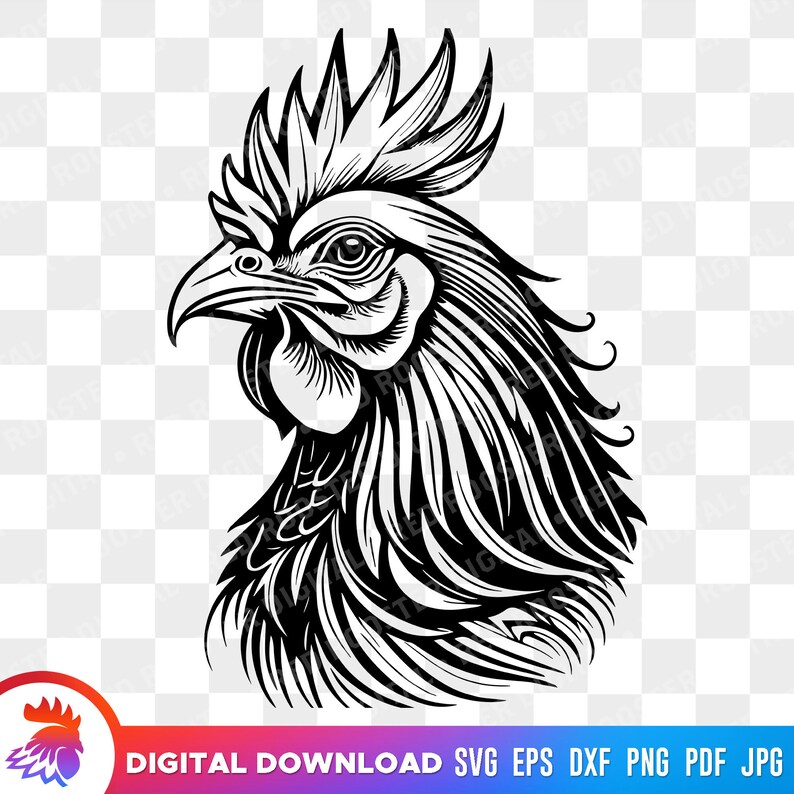 Rooster Svg, Rooster Cut File, Vintage Rooster Illustration, Rooster ...