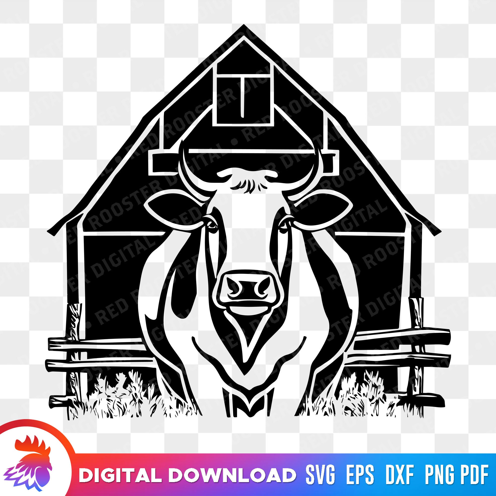 Cow in Barn, Barnyard Cow Svg, Cow on Farm Svg, Bull Cow, Steer Svg ...
