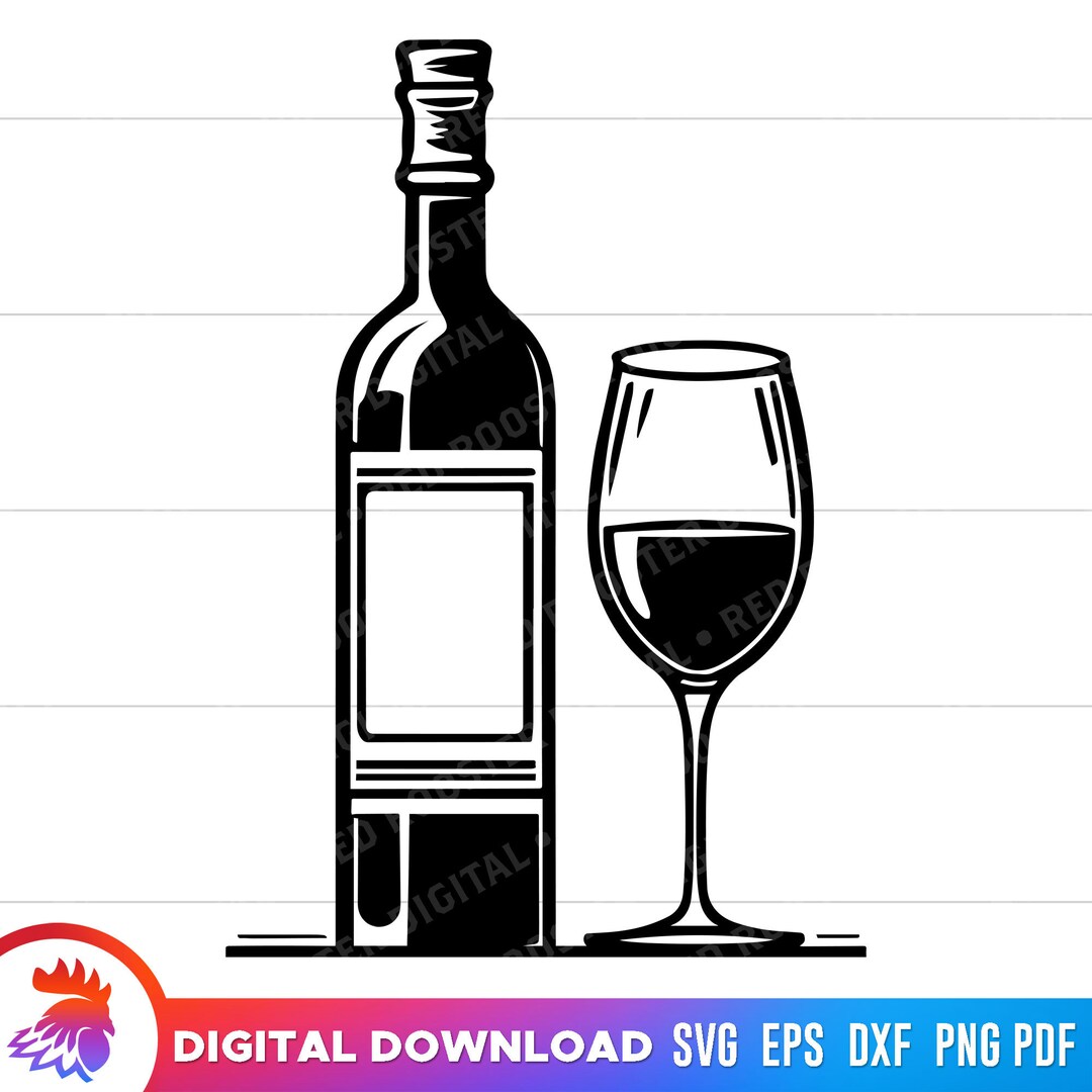 Wine Bottle and Glass SVG, Vineyard Cut File (digital Download) - Etsy