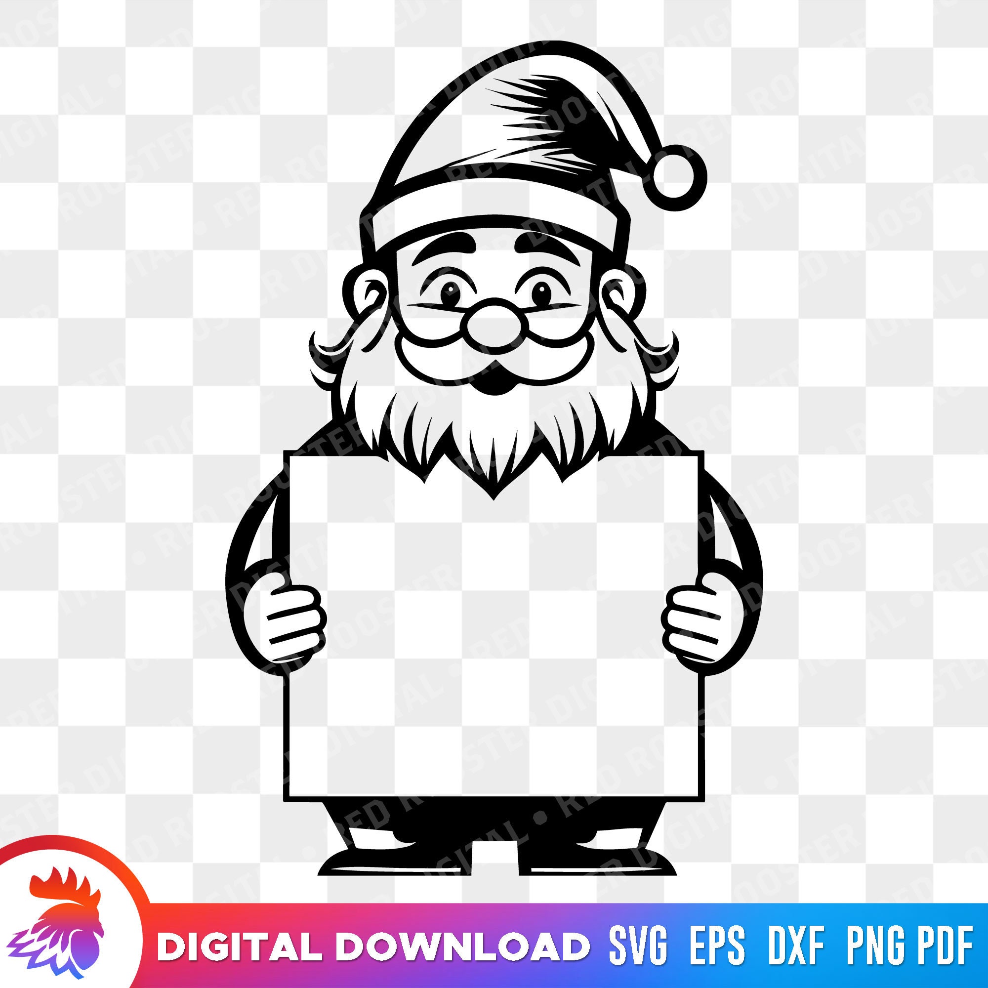 Santa Sign Svg Santa Holding Sign Christmas Sign Copyspace - Etsy