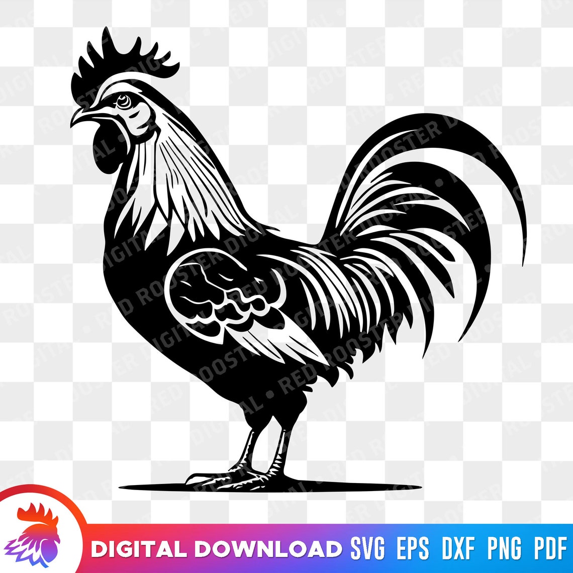 Rooster Svg, Rooster Cut File, Vintage Rooster Illustration, Rooster ...