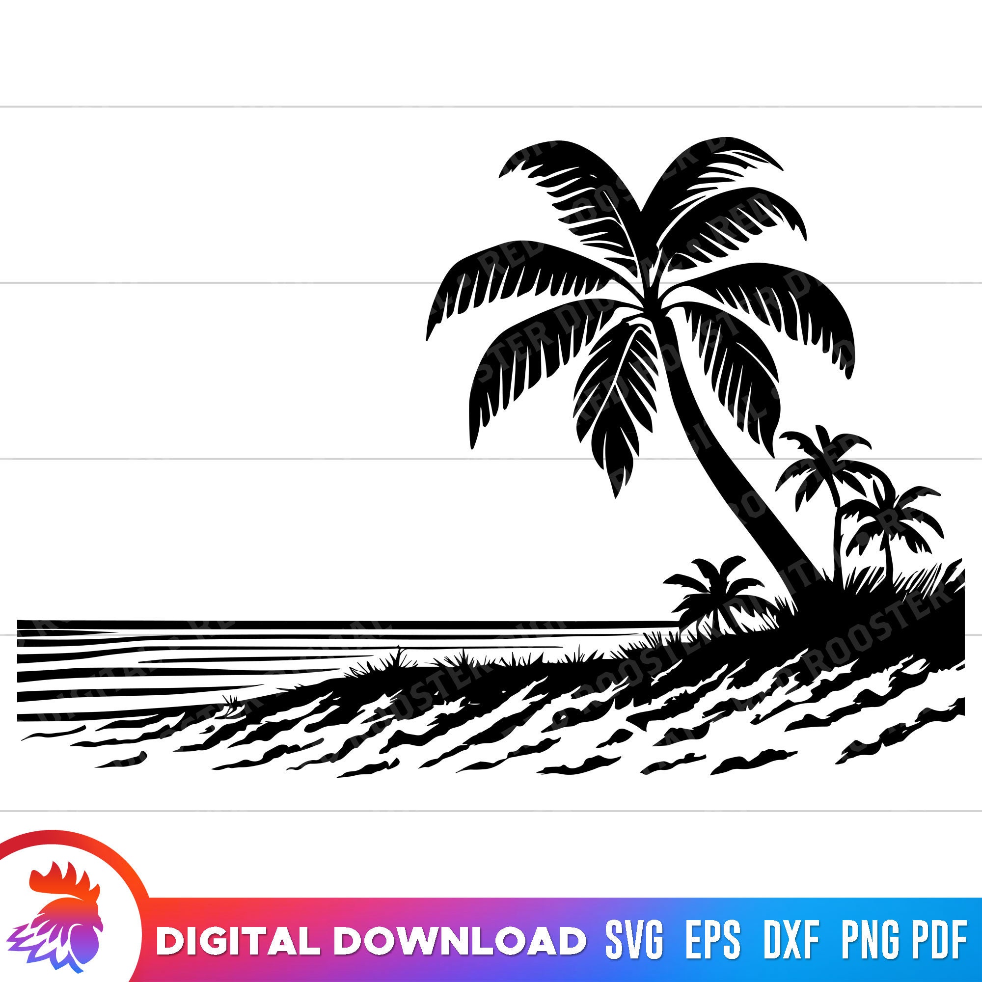 Tropical Beach Svg, Beach Svg, Beach Scene Svg, Tropical Island Svg ...