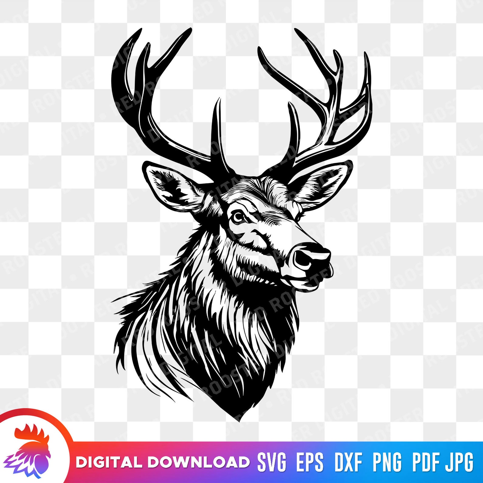 Bull Elk Svg, Rocky Mountain Elk, Elk Cut File, Roosevelt Elk, Bull Elk ...