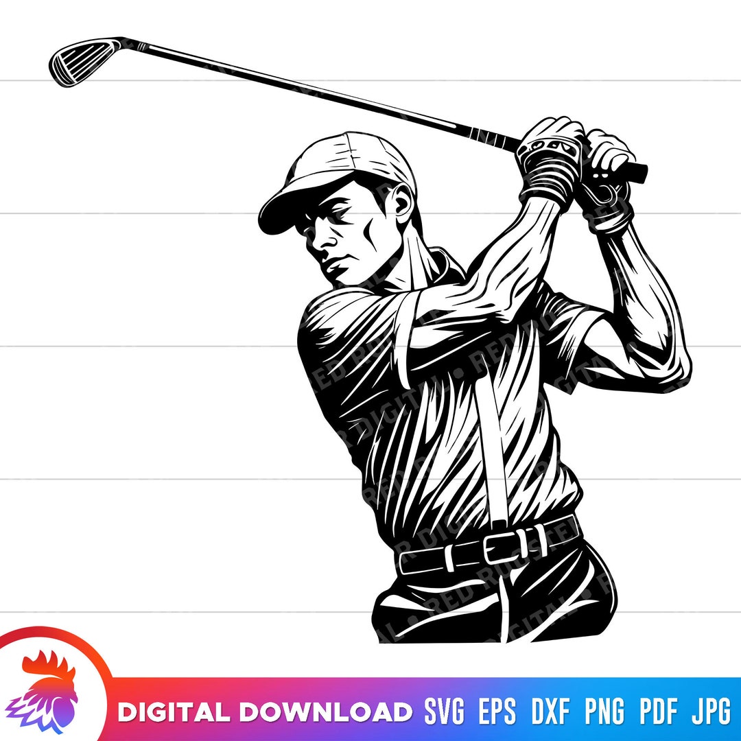 Golfer Svg, Man Swinging Golf Club, Man Golfing, Cut File, Golf Clipart ...