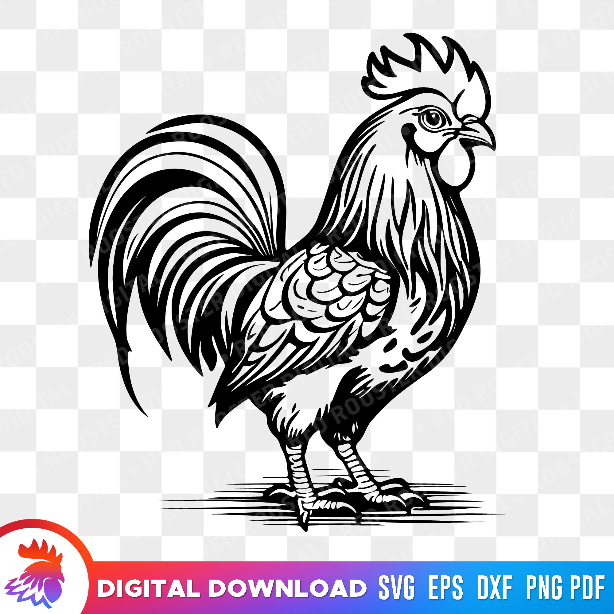 Rooster Svg, Rooster Cut File, Vintage Rooster Illustration, Rooster ...
