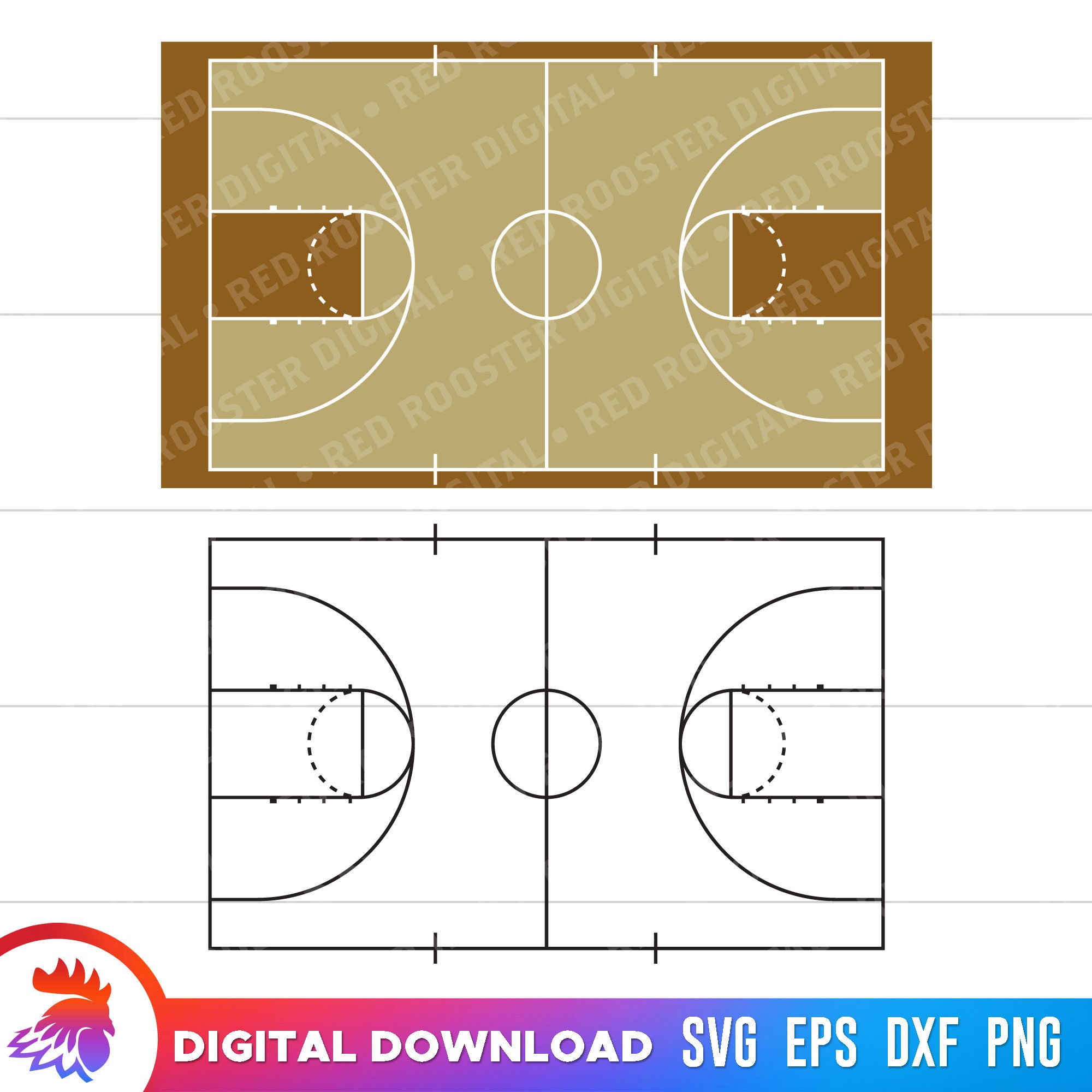 Basketball Court SVG, Regulation Basketball Court, Basketball Court Cut ...
