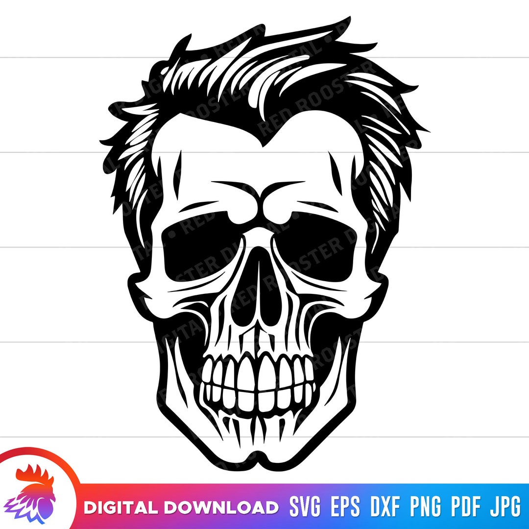 Zombie Man, Zombie Face Svg, Skull With Hair, Skull Face, Cut File, Svg ...