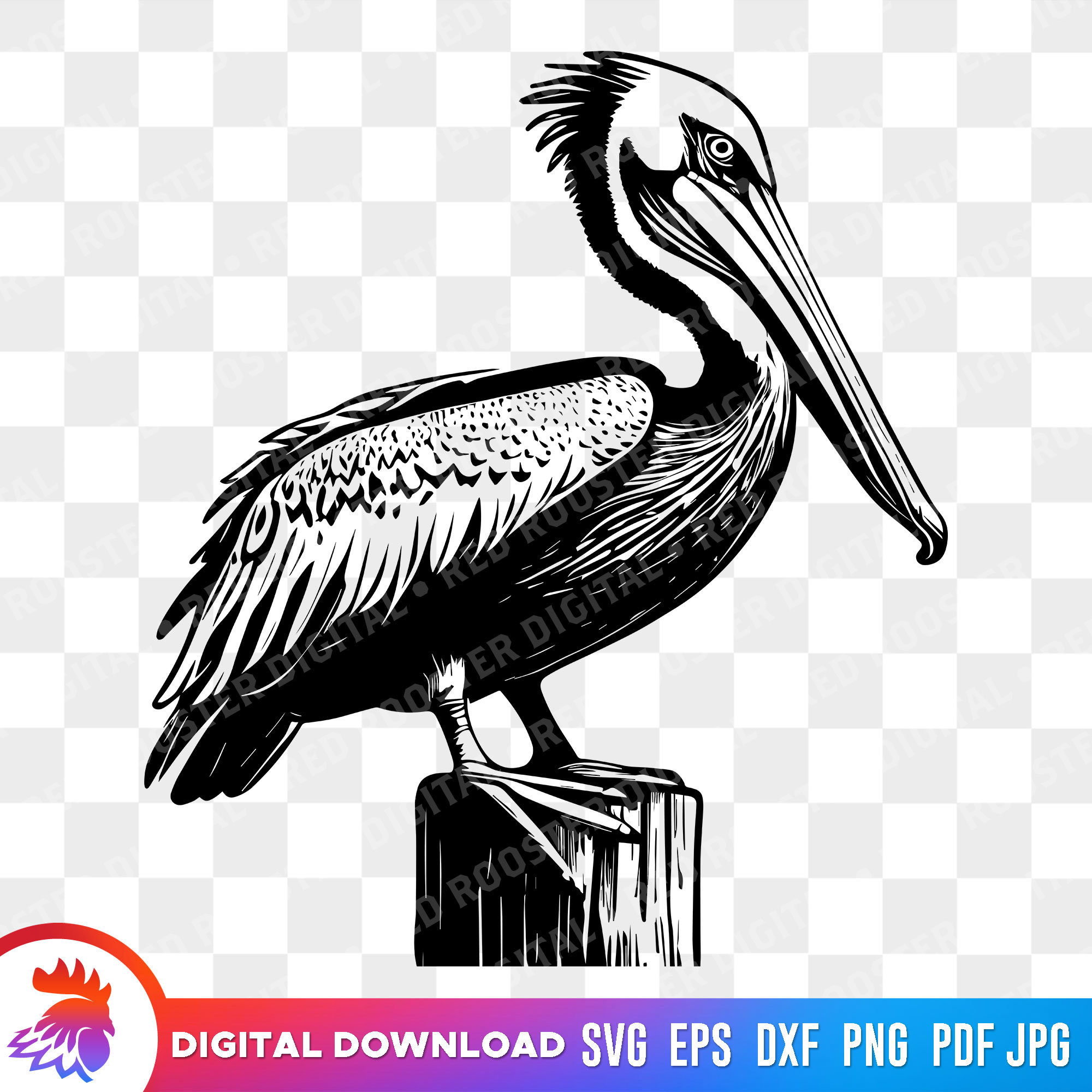 Pelican Svg, Pelican Standing on Post, Pelican Cut File, Pelican Svg ...