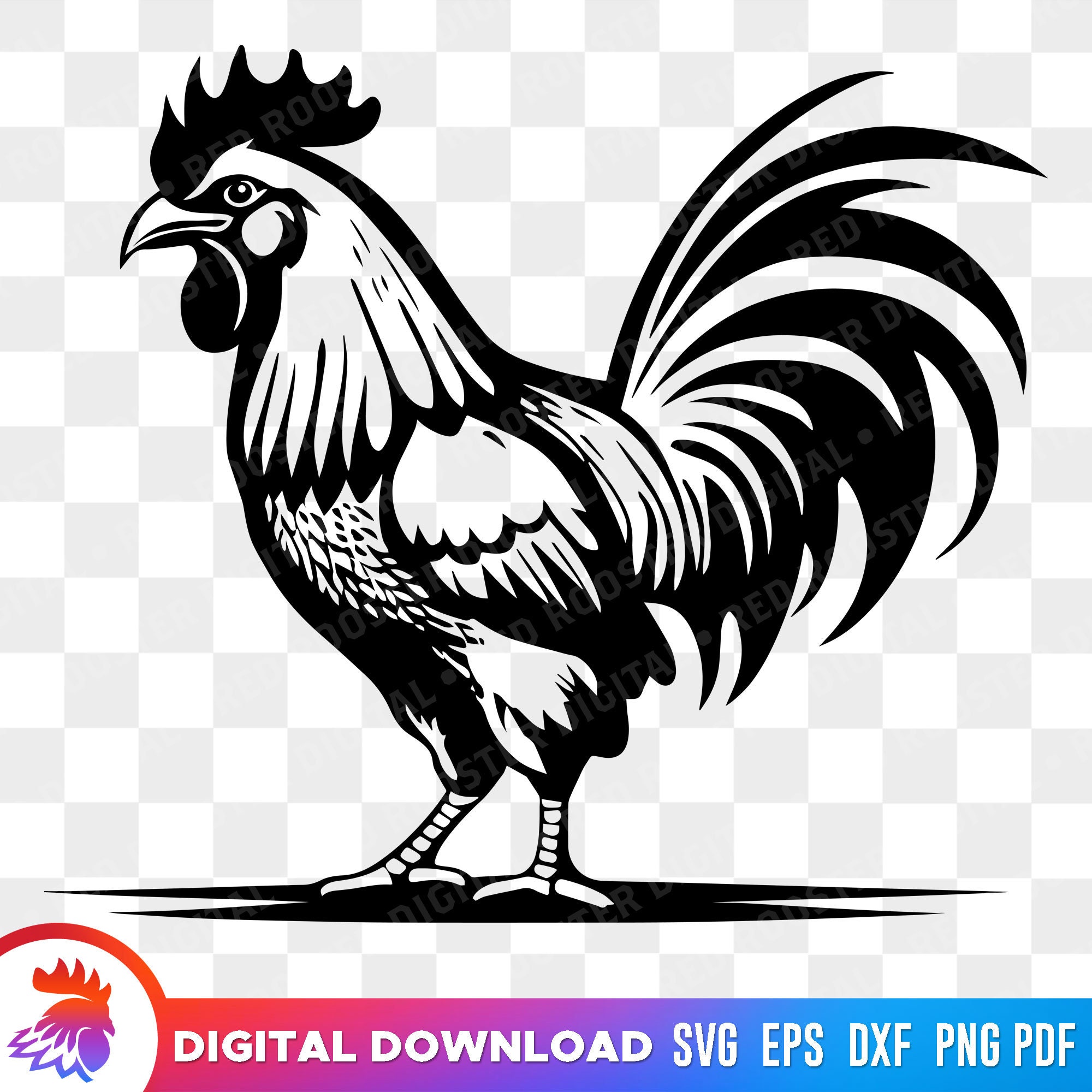 Standing Rooster Svg, Rooster Cut File, Rooster Svg, Farm Rooster ...