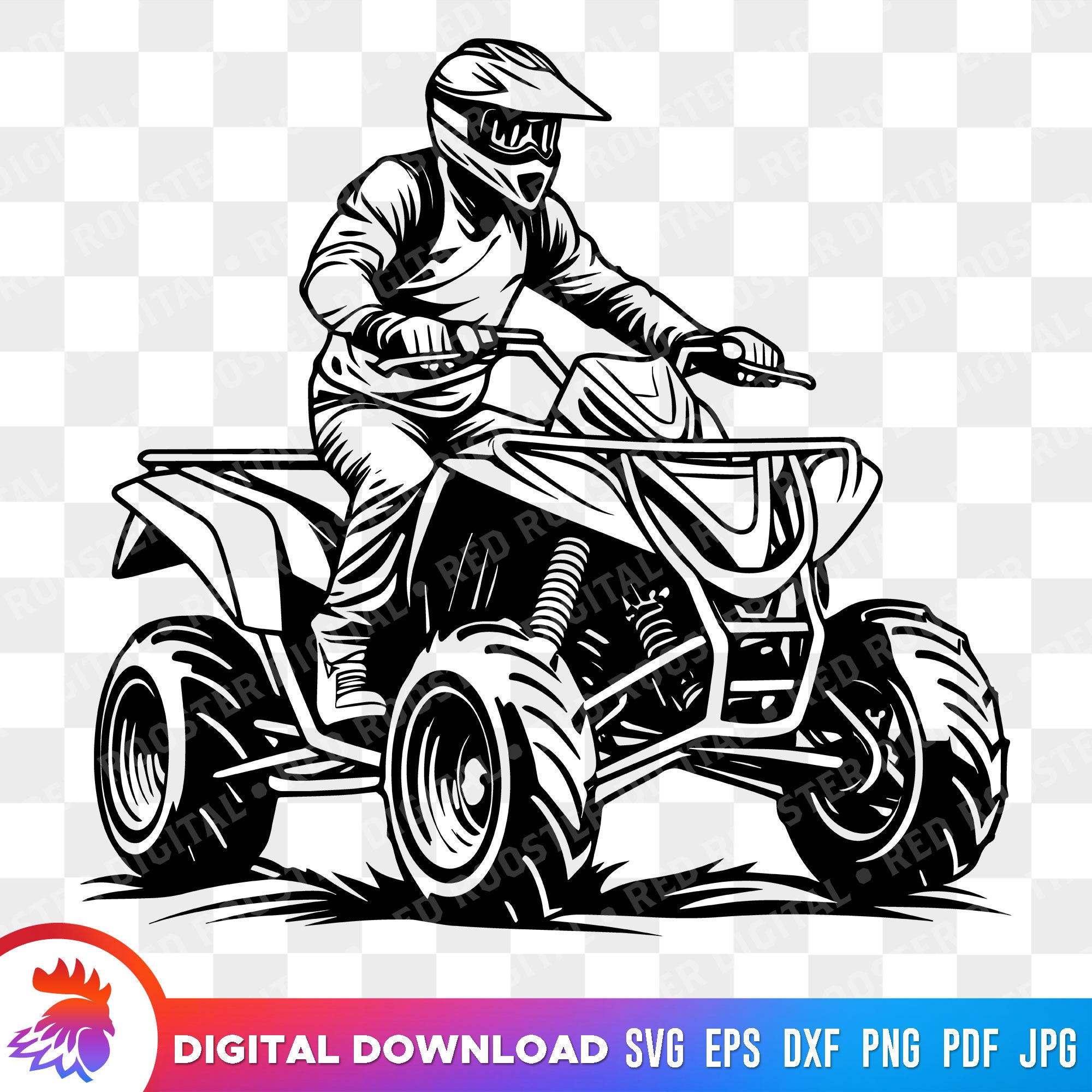 Four Wheeler, 4 Wheeler Svg, Clipart, Man on Four Wheeler, Four Wheeler ...