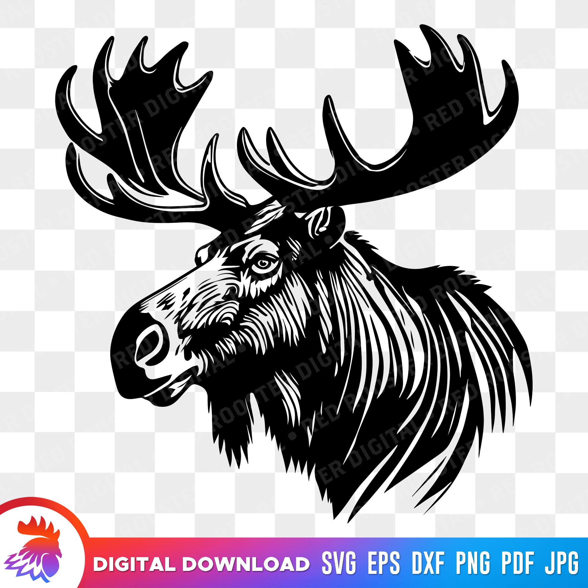 Bull Moose Svg, Moose Head Clipart, Bull Moose Cut File, Moose Cut File ...