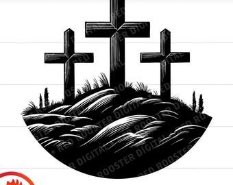 Three Crosses on A Hill SVG - Etsy
