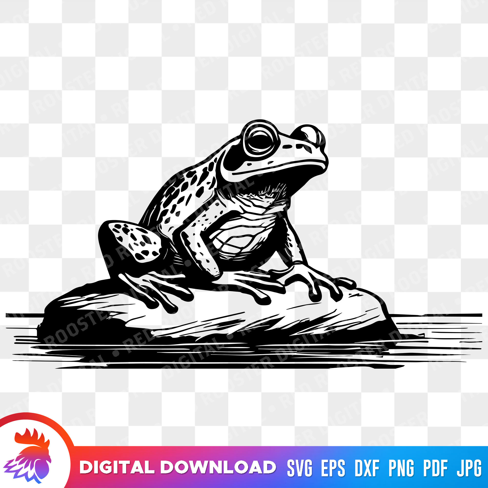 Frog Svg, Frog Sittin on a Rock, Bullfrog, Frog Cut File, Frog Svg for ...