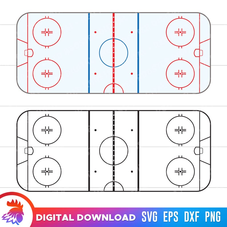 Ice Hockey Rink SVG, Regulation Hockey Rink, Ice Hockey Rink Cut File ...