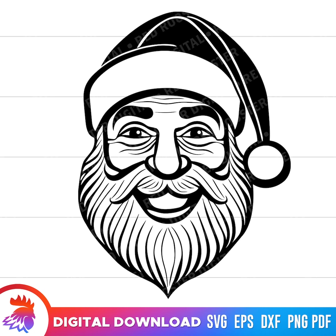 Smiling Santa Svg, Happy Santa Face Svg, Santa Christmas Svg, Santa ...