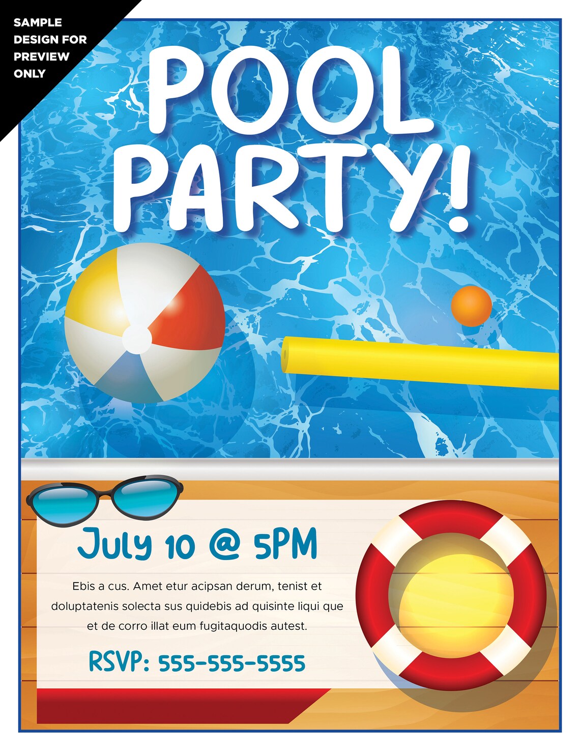 Pool Party Flyer Template, Blank Pool Party Background, Pool Party ...