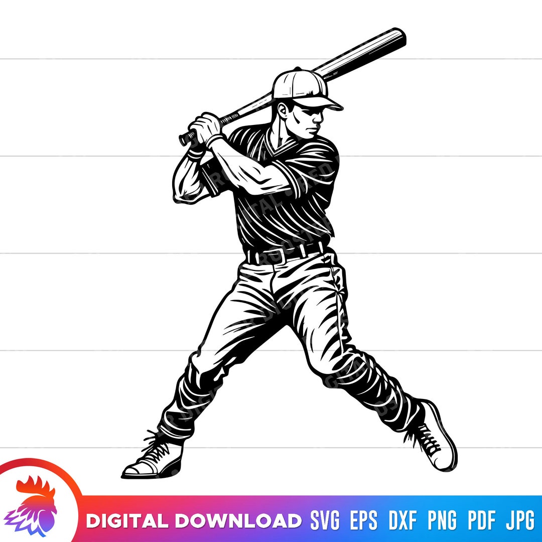 Baseball Player, Baseball Batter, Man Batting, Baseball Svg, Man ...