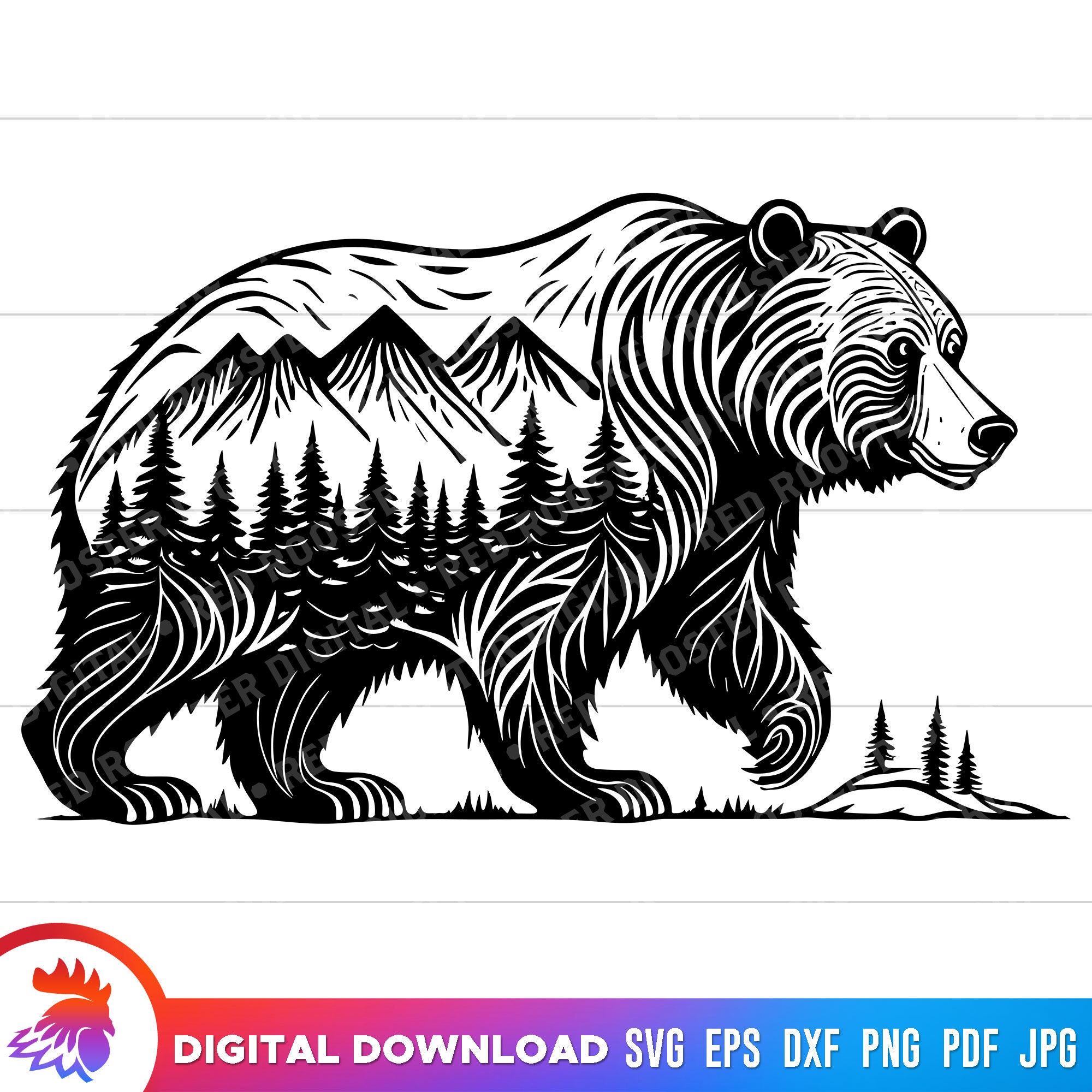 Bear Svg, Bear and Mountains, Double Image, Bear in the Mountains, Bear ...