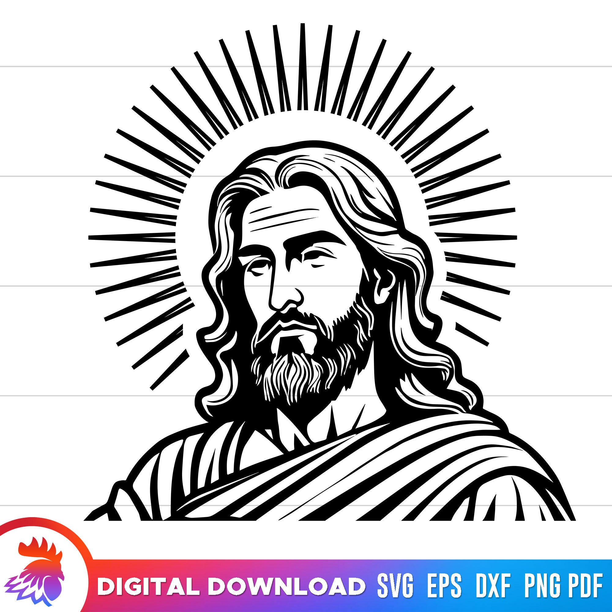 Jesus Christ Svg, Jesus Face, Christ With a Halo, Christian Easter ...