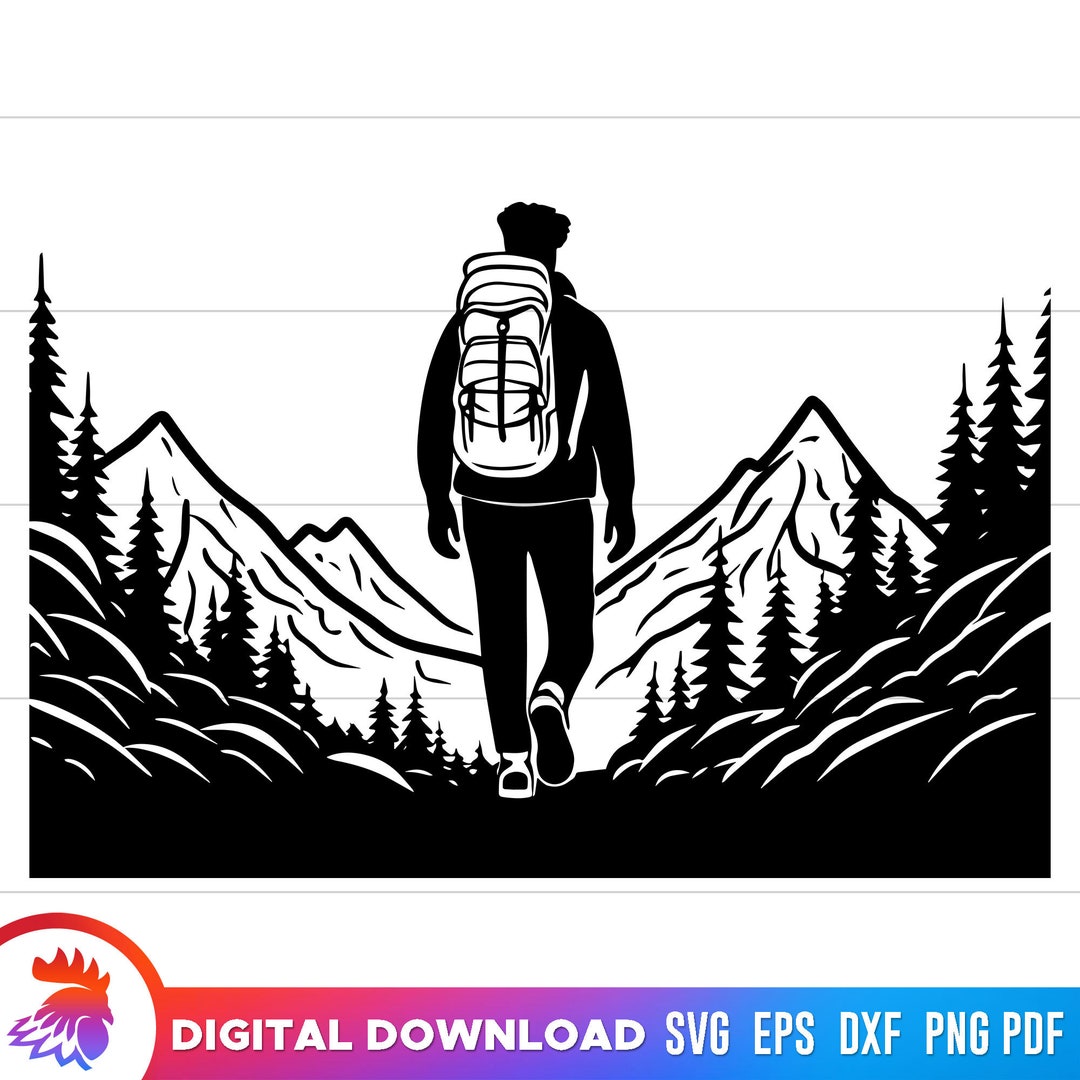 Hiking Svg, Appalachian Trail Svg, Man Hiking, Backpacking Svg, Trail ...