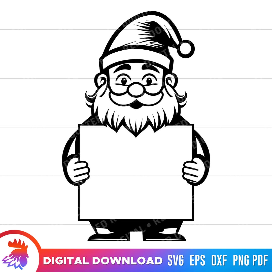 Santa Sign Svg, Santa Holding Sign, Christmas Sign Copyspace, Santa ...