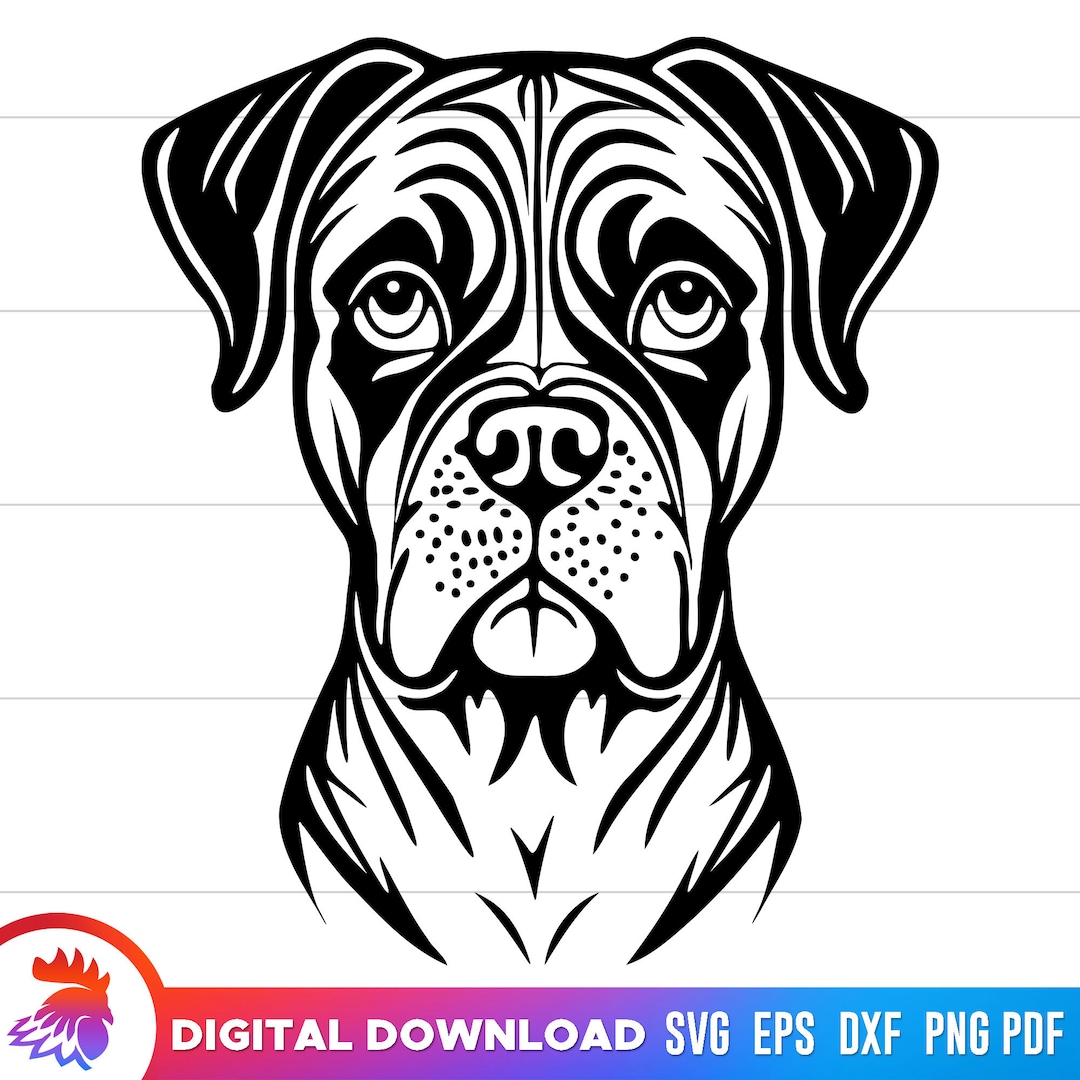 Boxer Dog Breed Svg, Boxer Dog Face, Boxer Dog Head, Cute Boxer Dog ...