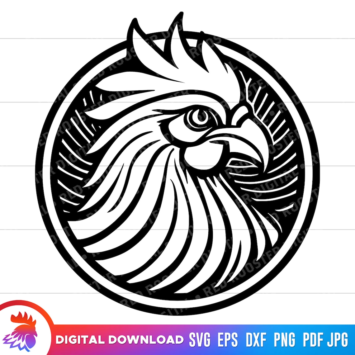 Rooster Head Svg, Rooster Emblem, Rooster Cut File, Rooster Clipart ...