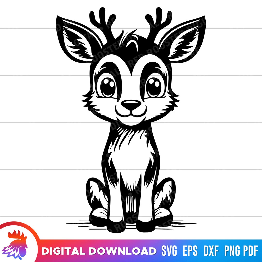 Cute Deer Svg, Baby Deer Svg, Cartoon Deer, Cute Reindeer Svg, Deer Svg ...