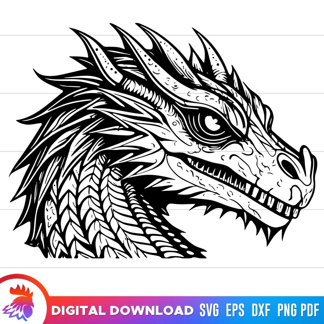 Dragon Head SVG, Mythical Clipart, Tattoo Design (digital Download) - Etsy