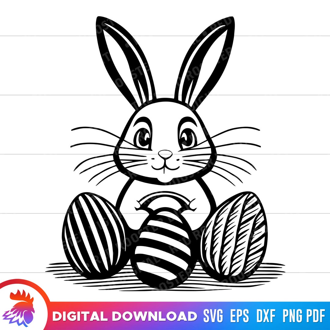 Cute Easter Bunny Svg, Easter Bunny With Eggs Svg, Easter Bunny Cut ...