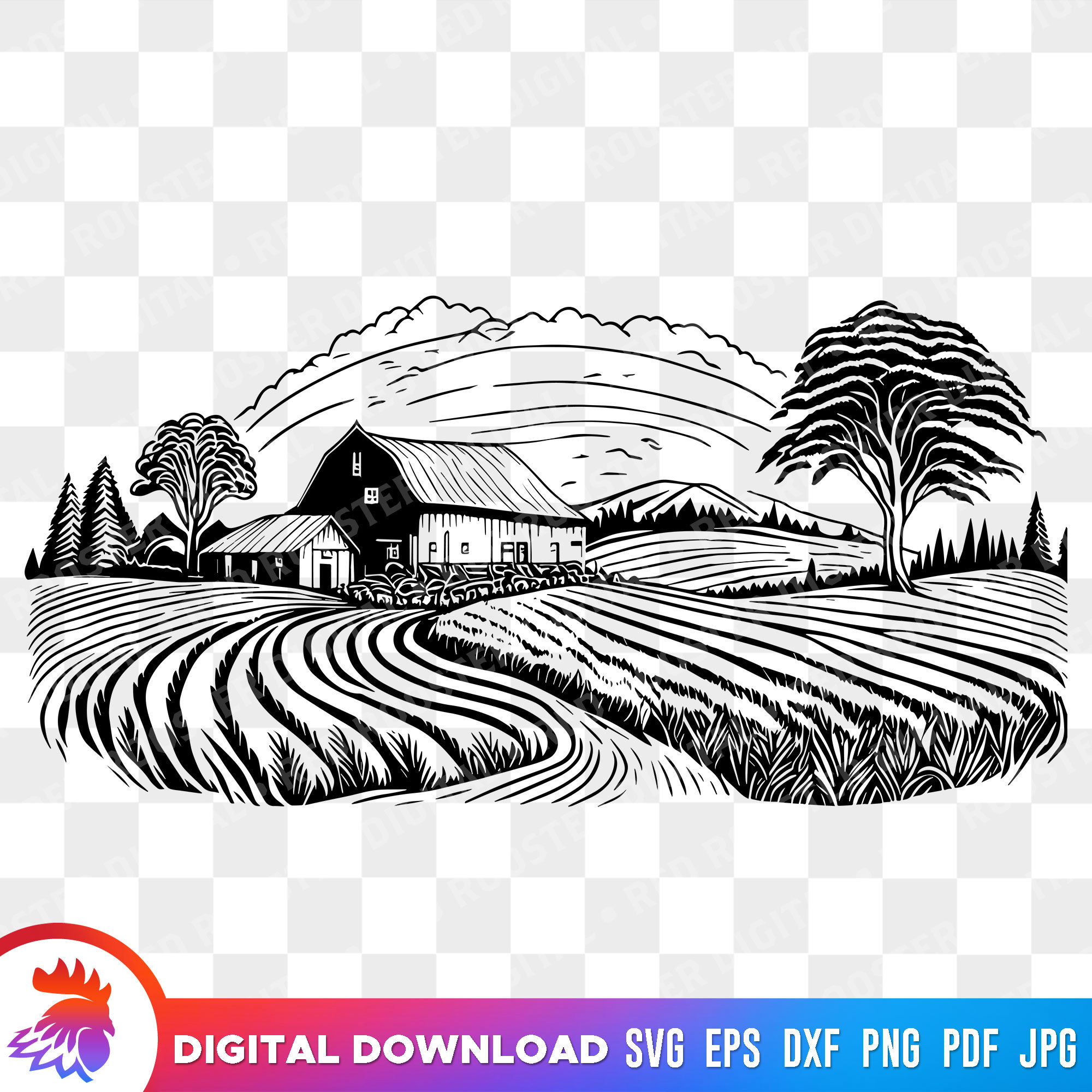 Farm Svg, Farmland, Barn, Agriculture, Farm Fields, Farm Crops, Clipart ...