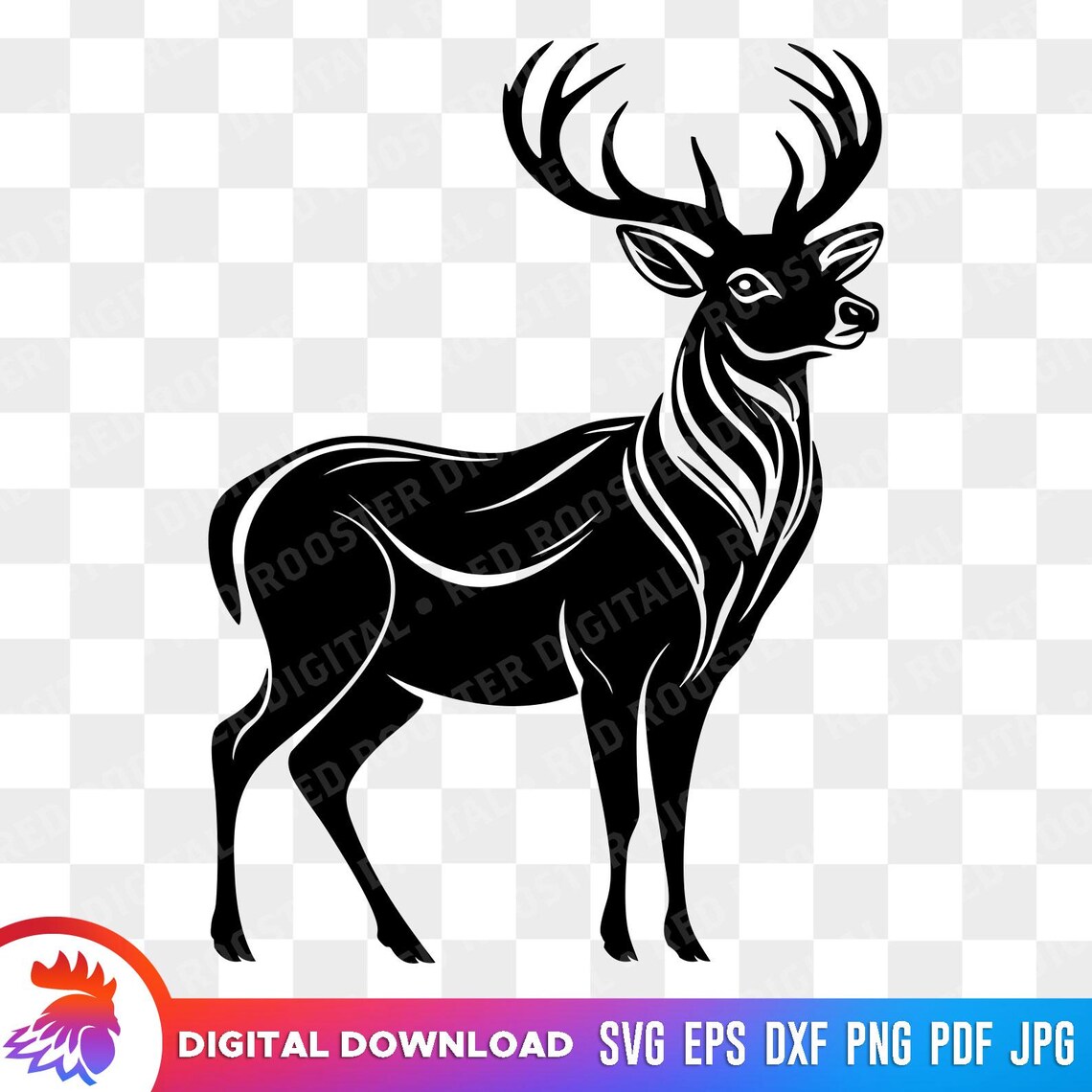 Deer Buck Silhouette, Whitetail Deer Svg, Buck Svg, Standing Buck, Svg ...