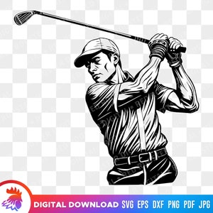 Golfer Svg, Man Swinging Golf Club, Man Golfing, Cut File, Golf Clipart ...