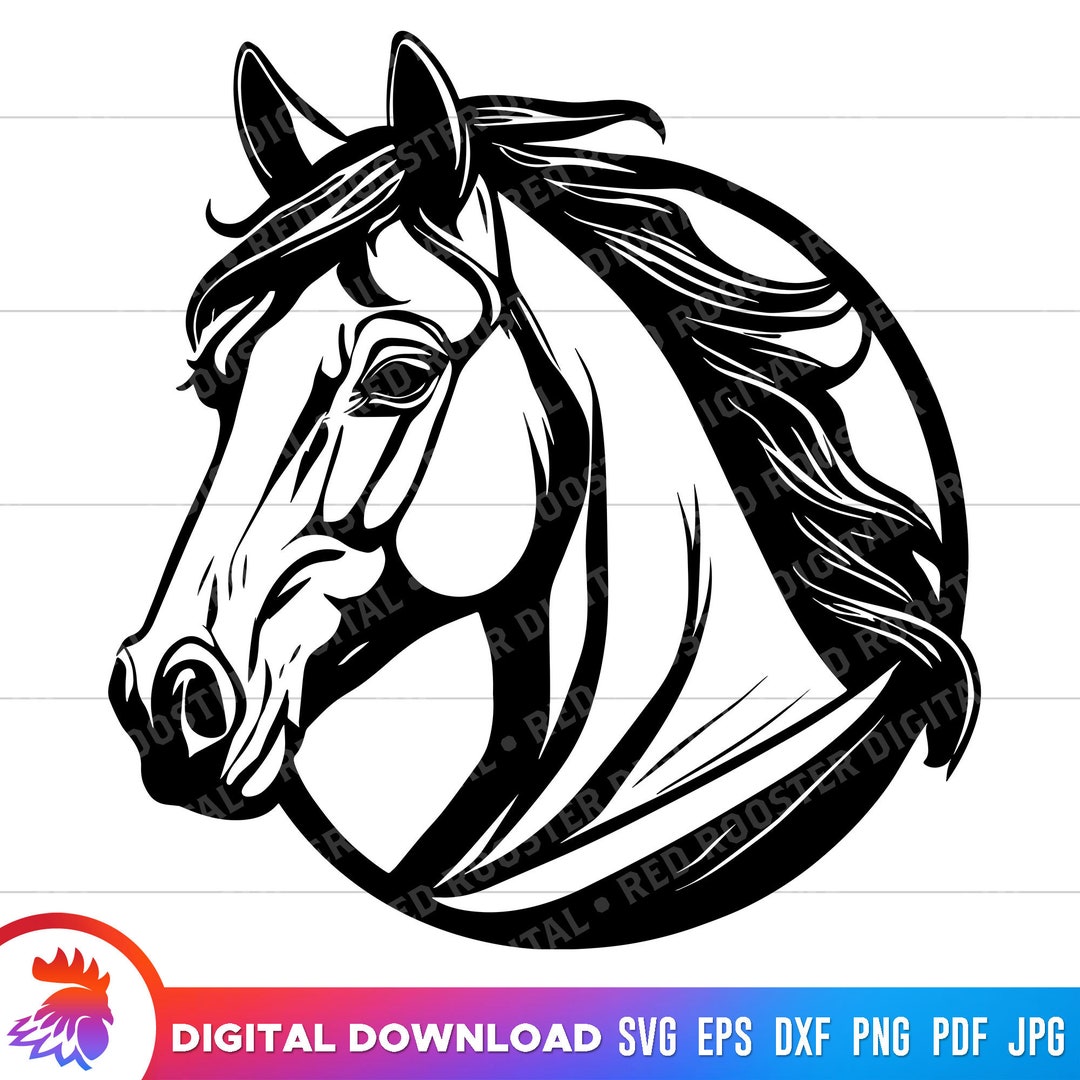 Horse Head Svg, Stallion Horse, Horse Clipart, Horse Cut File, Horse ...
